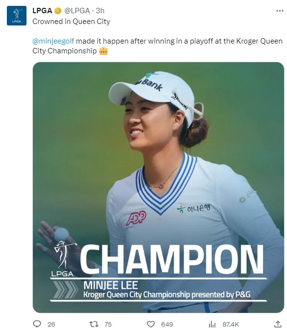 이민지, LPGA 크로거 퀸시티 챔피언십 우승 – KNEWSLA